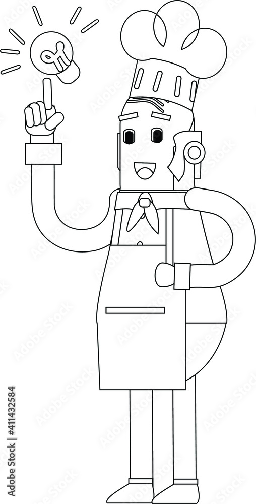 Continuous line drawing of chef with various poses Stock Vector | Adobe ...
