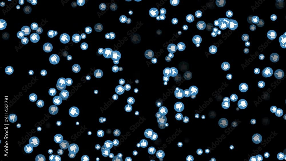 Animation footage of social media emoticon Like button icon falling ...