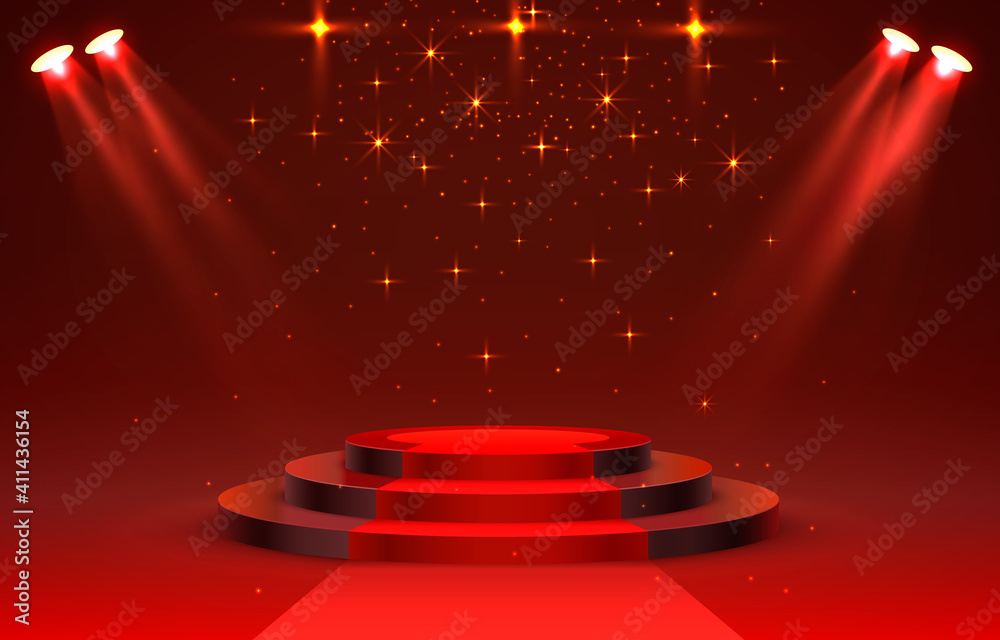 Show light, Stage Podium Scene with for Award Ceremony on red ...