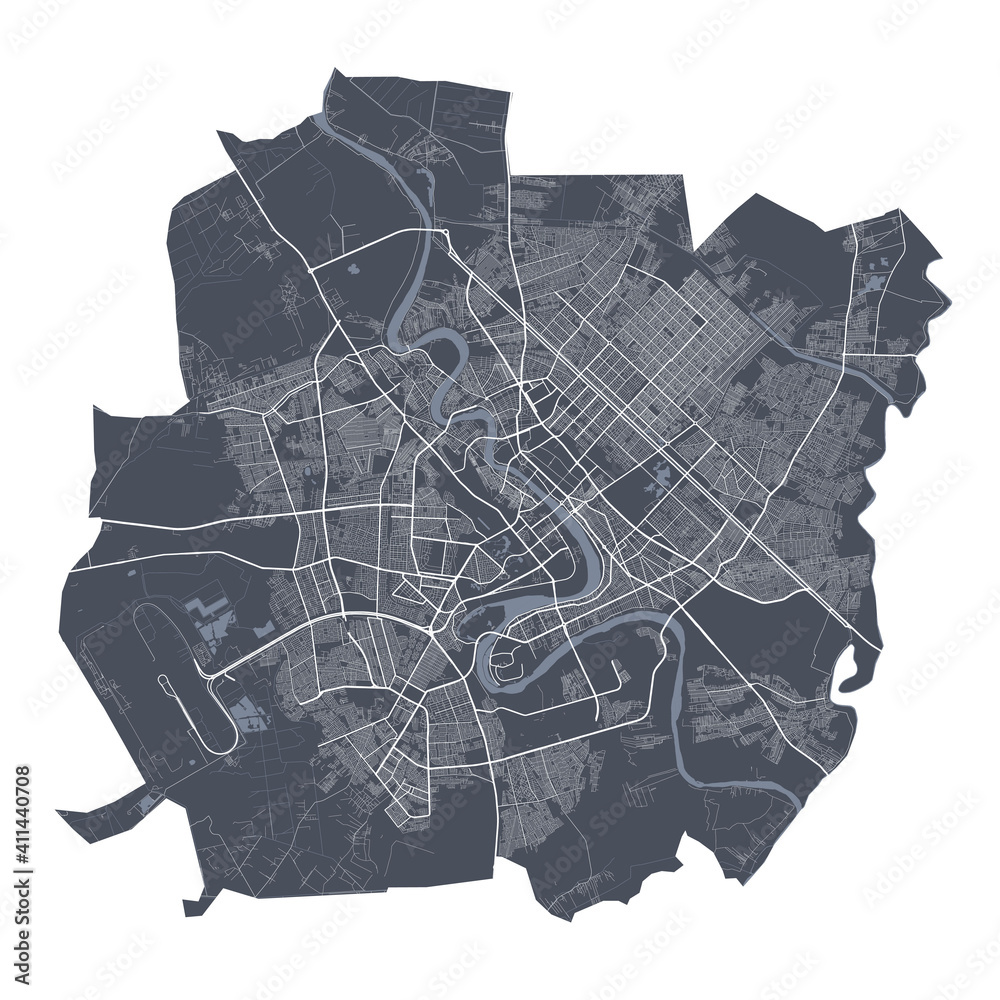 Baghdad map. Detailed map of Baghdad city poster with streets ...