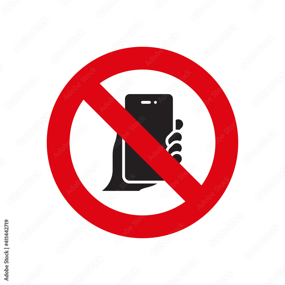 No cell phone icon, color, line, outline vector sign, linear style ...