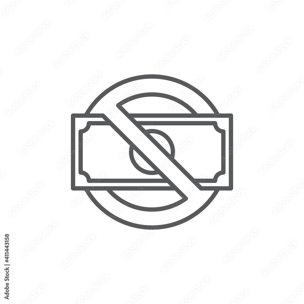 No money icon, color, line, outline vector sign, linear style pictogram ...