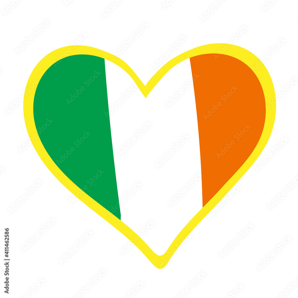 Irish flag heart-shaped. Vector clipart symbol in national colors ...