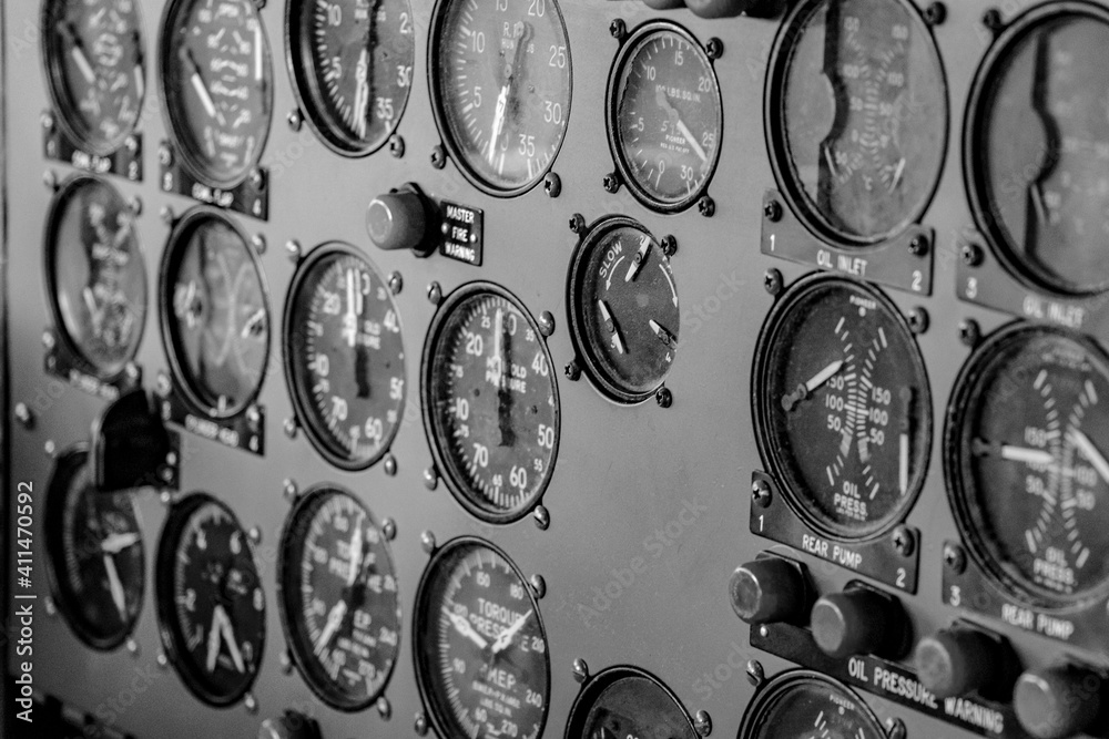 Control panel in a plane cockpit Stock Photo | Adobe Stock