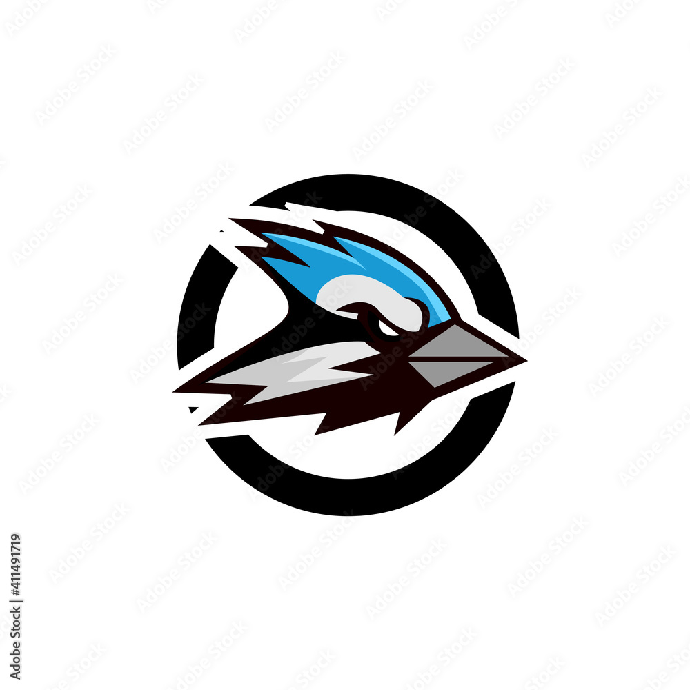 blue jay bird color head mascot logo icon designs vector illustration ...