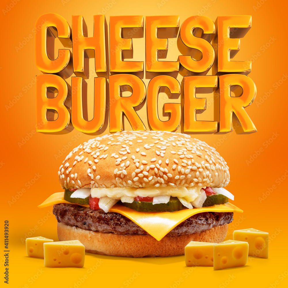 Delicious Cheese Beef Burger consists of Bun Bread, Patty, Pickle ...