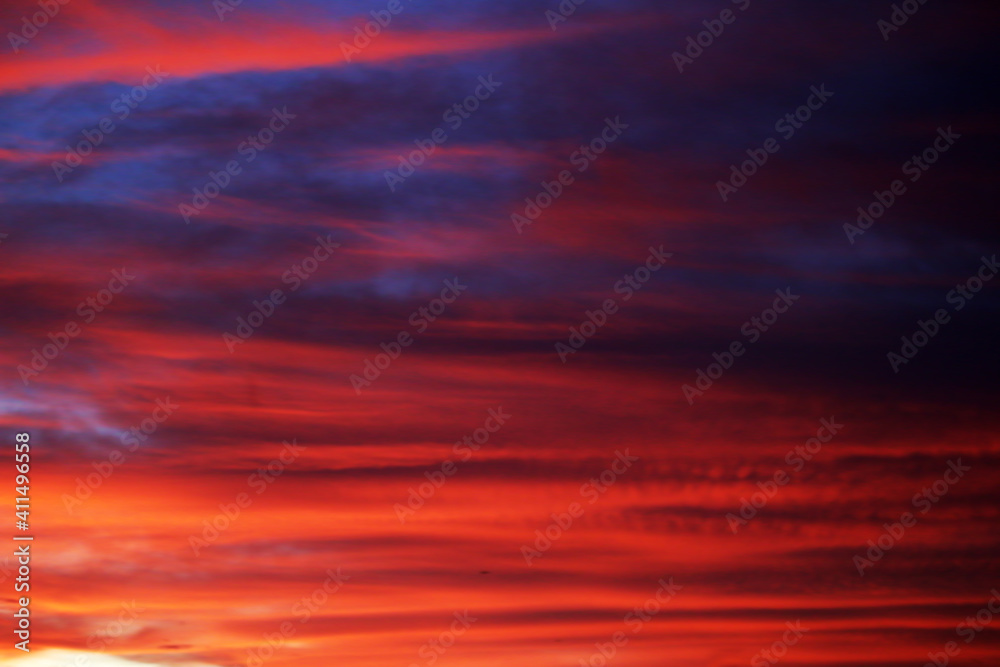 Blurry background of red blue sunset sky. Dramatic sky with colorful ...