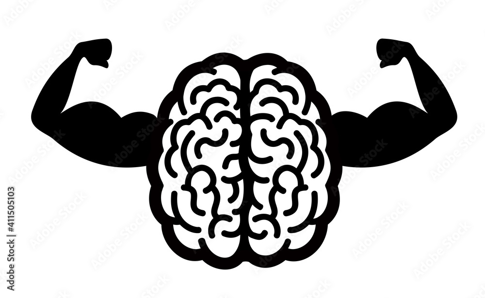 Healthy and fit brain with strong muscles. Health of intellect and mind ...
