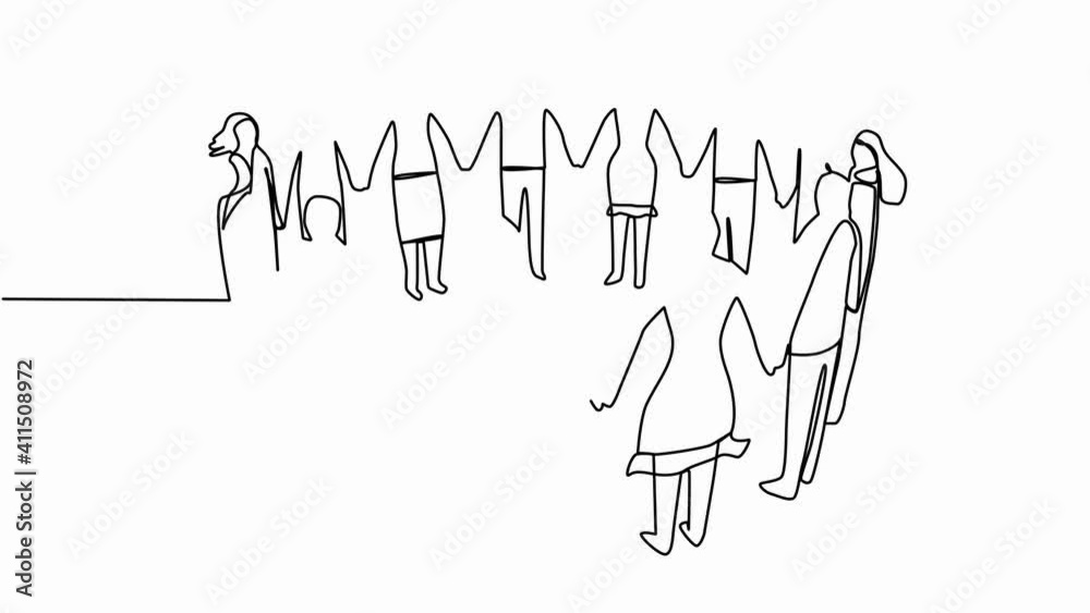 The animation itself is drawn continuous people drawn in one line are ...