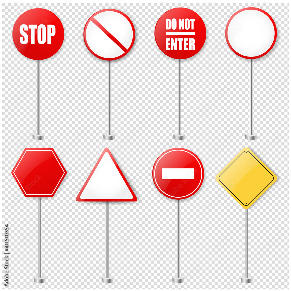 Stop Signs And Traffic Sign Collection Transparent Background With ...