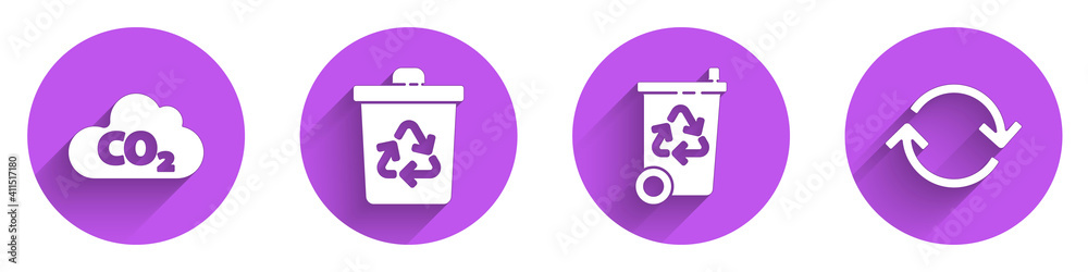 Set CO2 emissions in cloud, Recycle bin with recycle, Recycle bin with ...