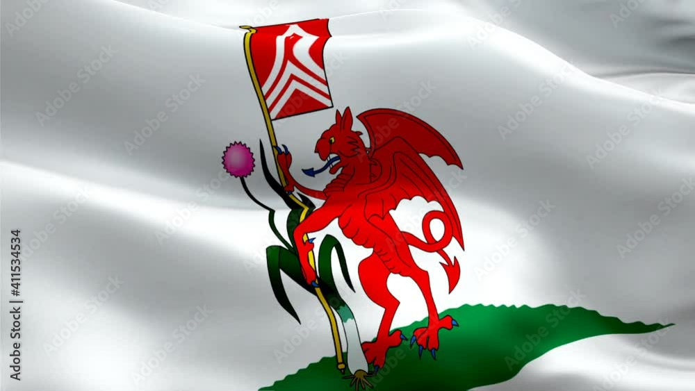 Vidéo Stock Cardiff flag Motion Loop video waving in wind. Realistic ...