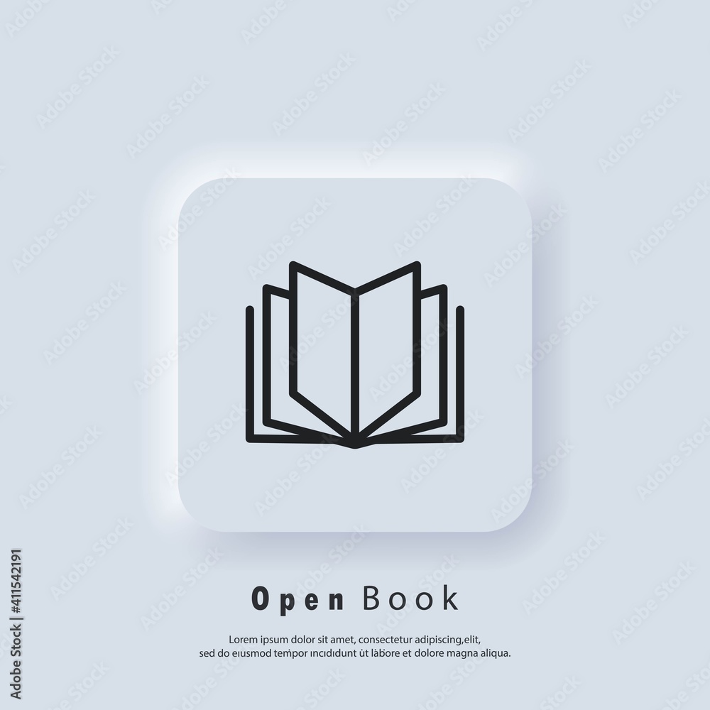 Vetor de Book icon. Book logo. Open book. Reading line icon. Bookstore ...