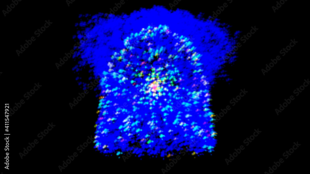 Isolated black background, abstract dome of radiation of sparkling ...