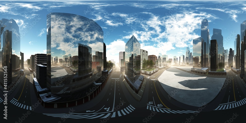 Panorama of the city. HDRI, environment map , Round panorama, spherical ...