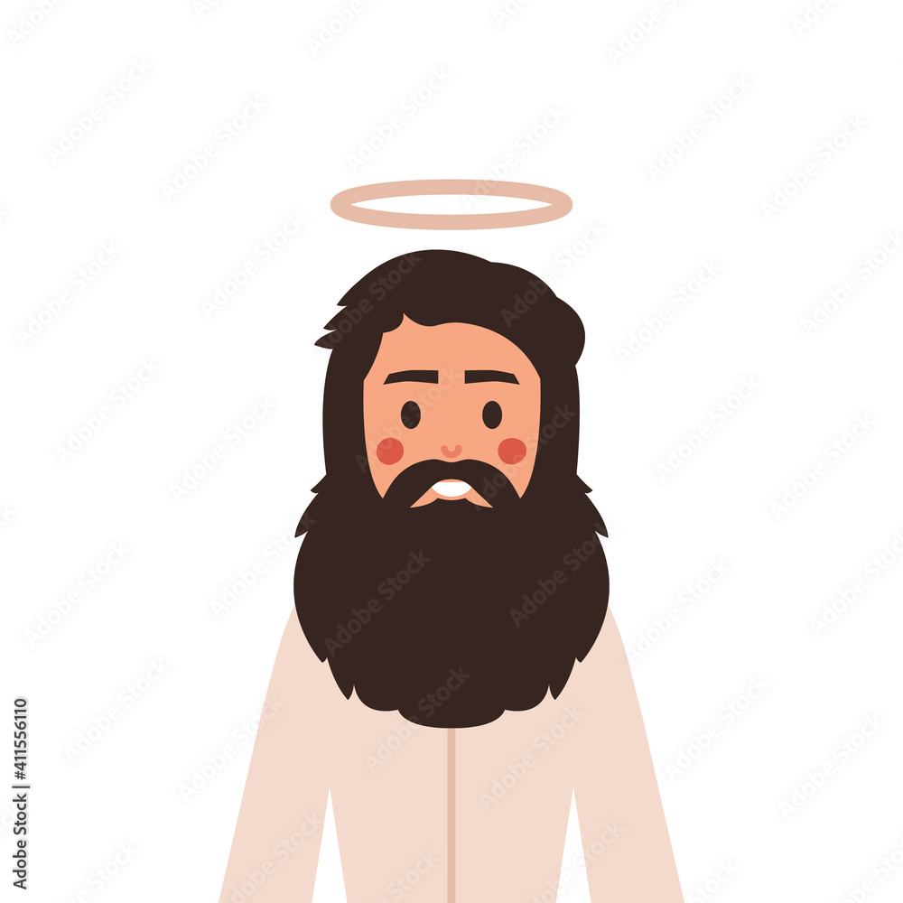 Jesus Christ in cute cartoon style. Christian Bible for kids, vector ...