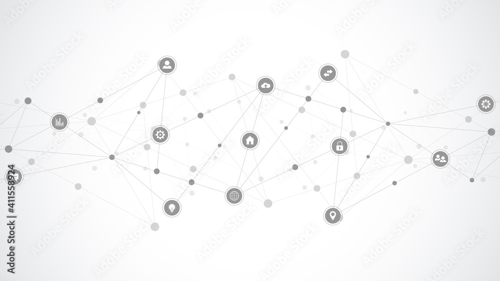 Information technology background with infographic elements and flat ...