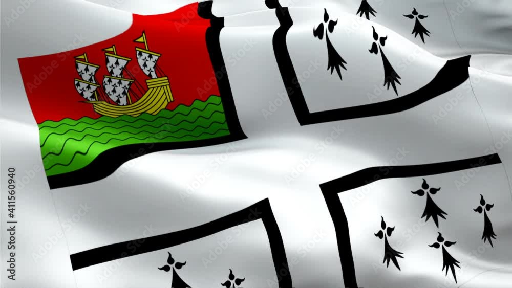 Nantes flag Motion Loop video waving in wind. Realistic Nantes Flag ...