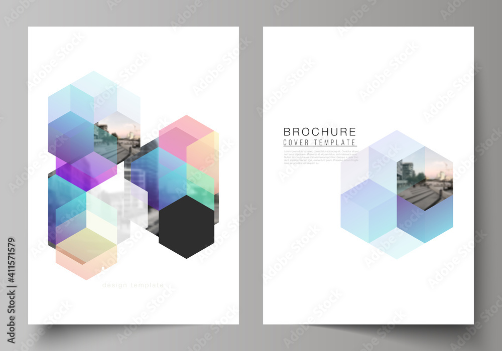 Vector layout of A4 format cover mockups design templates with abstract ...