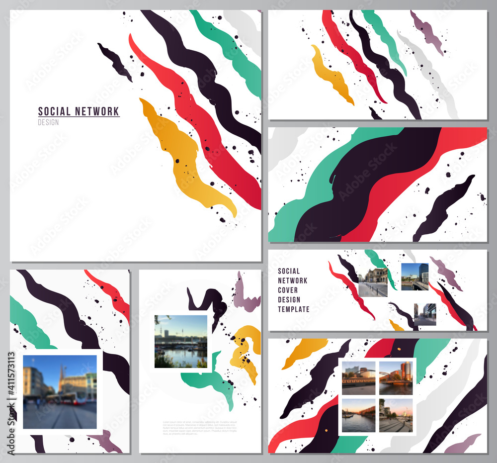 Vector layouts of modern social network mockups for cover design ...