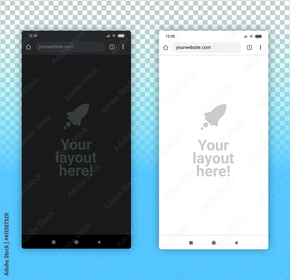 Modern Mobile Browser Vector Mockup. Interface Design Template in Dark ...