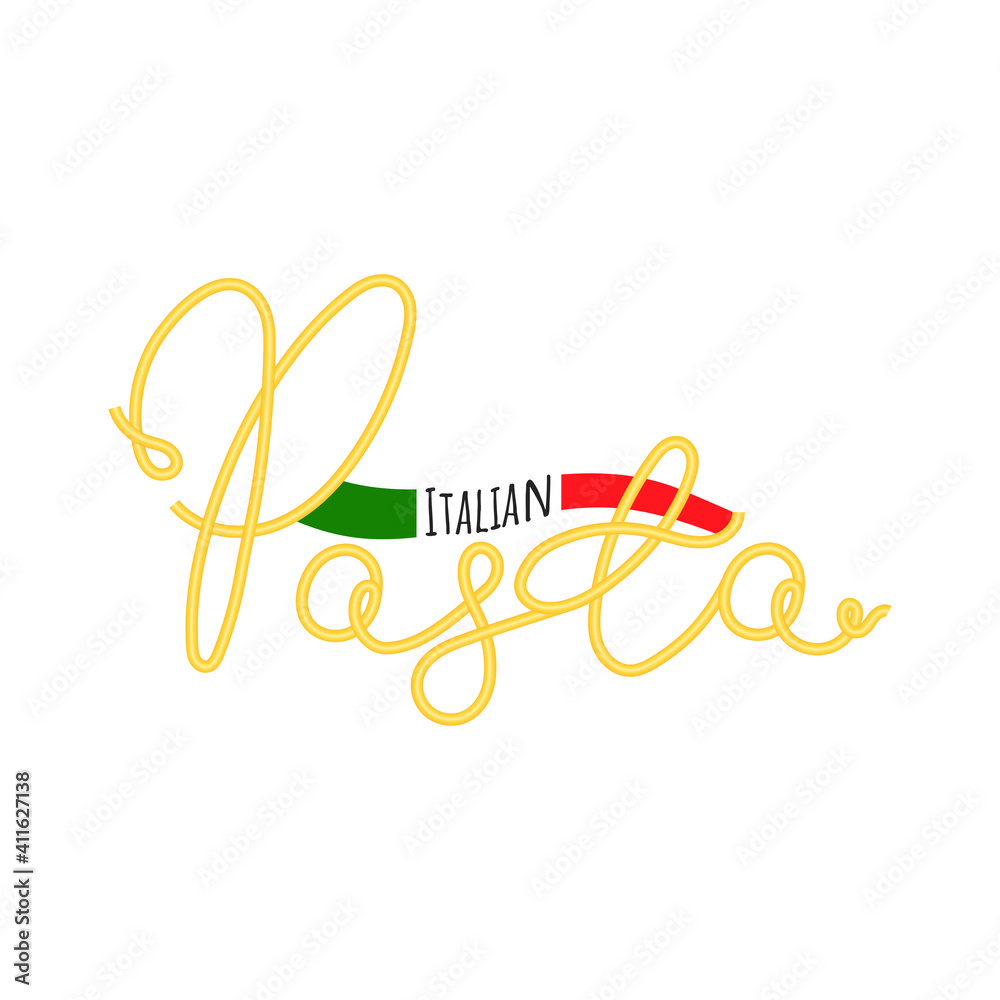 Italian pasta icon, logo, sign. Spaghetti symbol with Italy flag on ...