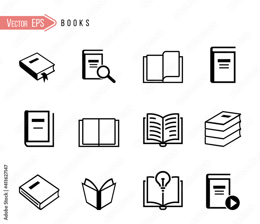 vector black book icons set on gray Stock Vector | Adobe Stock