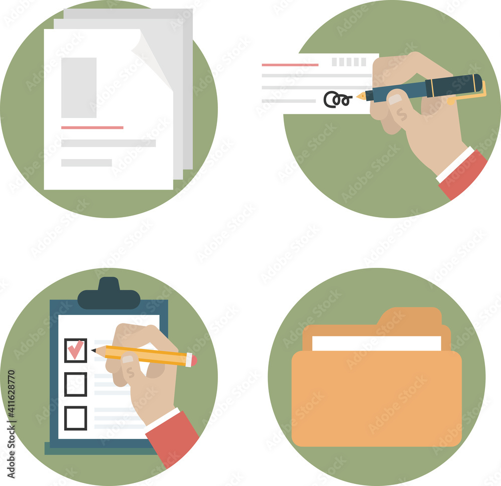 Document archive catalog management documentation organizing icon flat ...