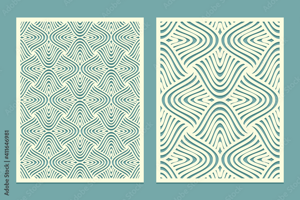 Die and laser cut screen panels with waves pattern. Laser cutting ...
