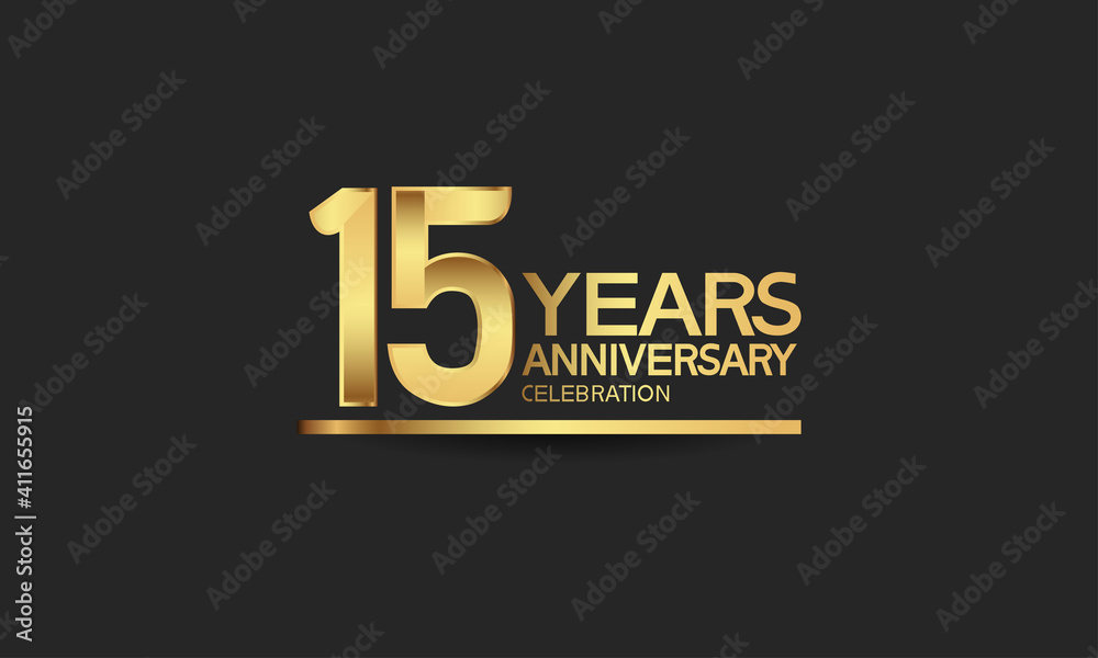 15 years anniversary celebration with elegant golden color isolated on ...