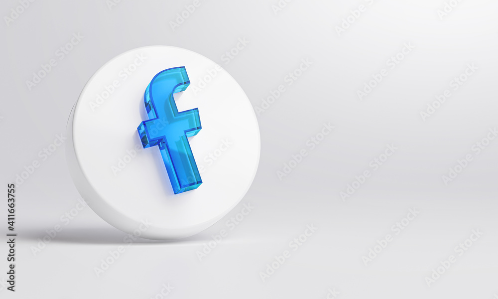 Facebook Acrylic Glass Icon Account Promotion Template White Background ...