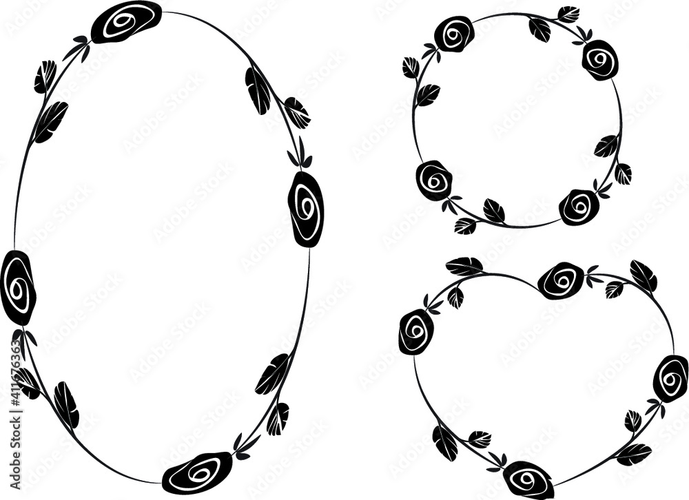 vector drawing rose border frame set background design Stock Vector ...