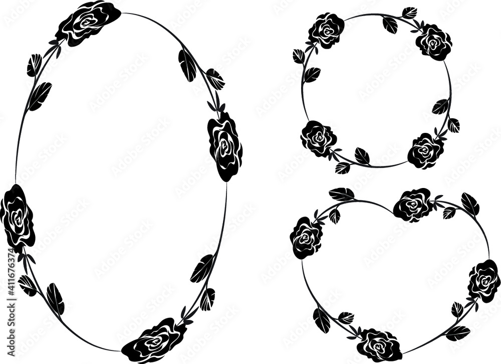 vector drawing rose border frame set background design Stock Vector ...