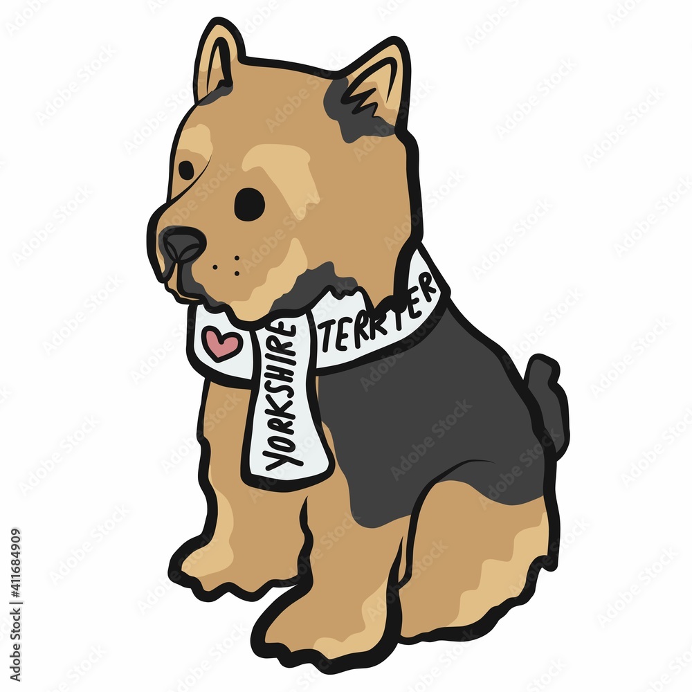 Yorkshire Terrier dog cartoon vector illustration Stock Vector | Adobe ...