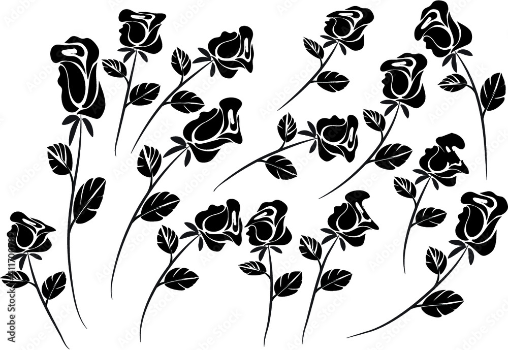 vector drawing black rose background design Stock Vector | Adobe Stock