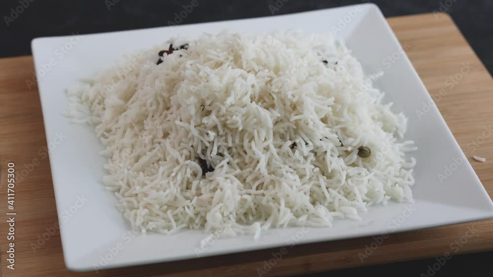 Boiled Basmati rice cooked with Indian spices boiled white rice for ...