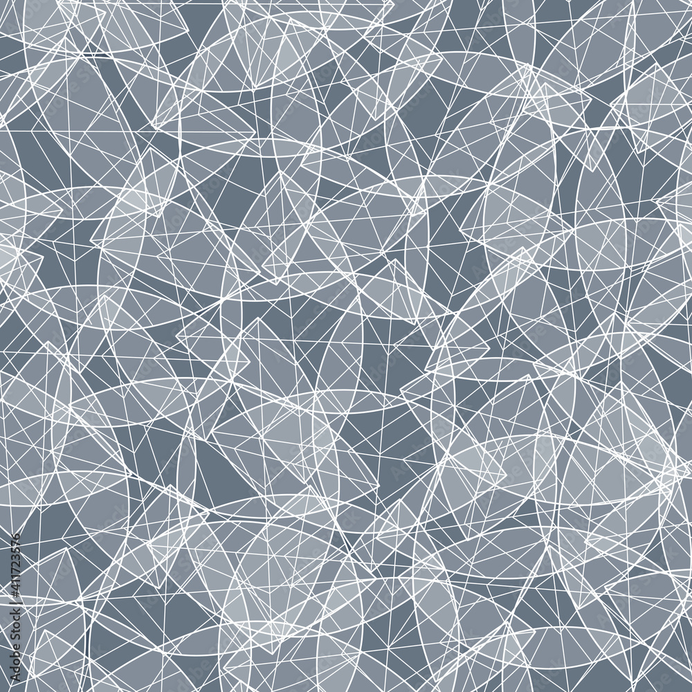 Autumn seamless pattern with white transparent leaves on blue ...