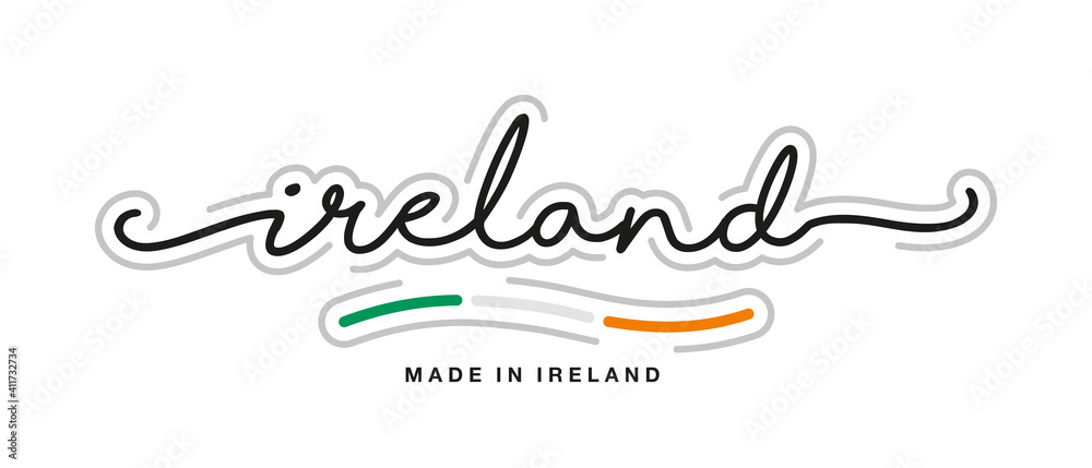 Vetor de Made in Ireland new modern handwritten typography calligraphic ...