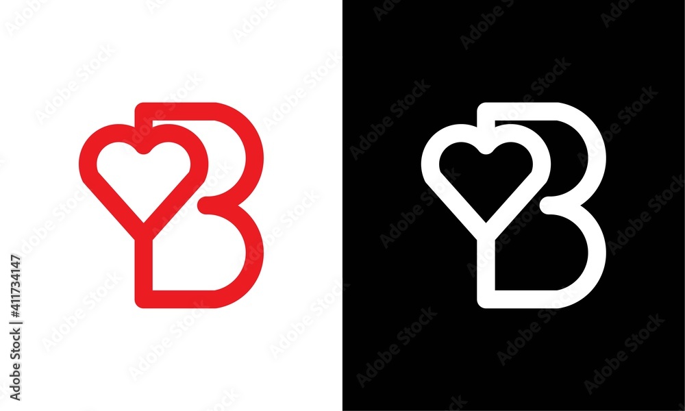 Letter B Love Logo Design, Brand Identity logos vector, modern logo ...