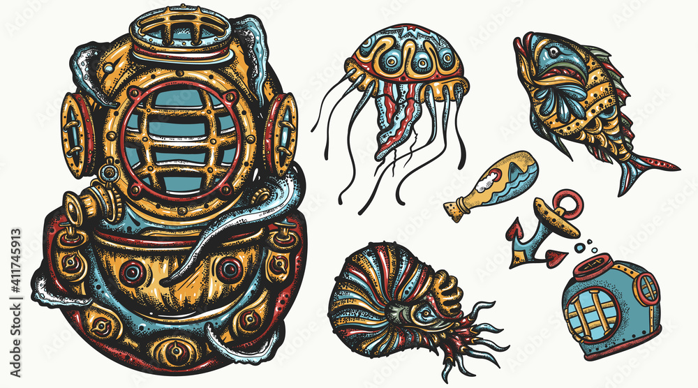 Traditional Diver Tattoo