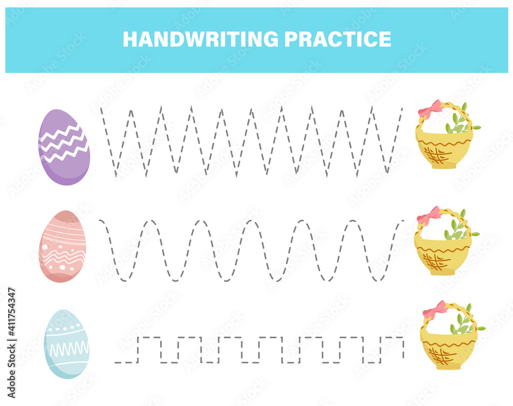 Handwriting practice for preschool children. Tracing lines with ...