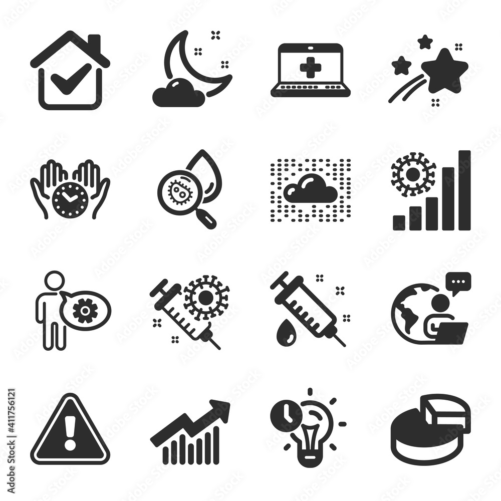Set of Science icons, such as Medical help, Medical syringe, Cogwheel ...