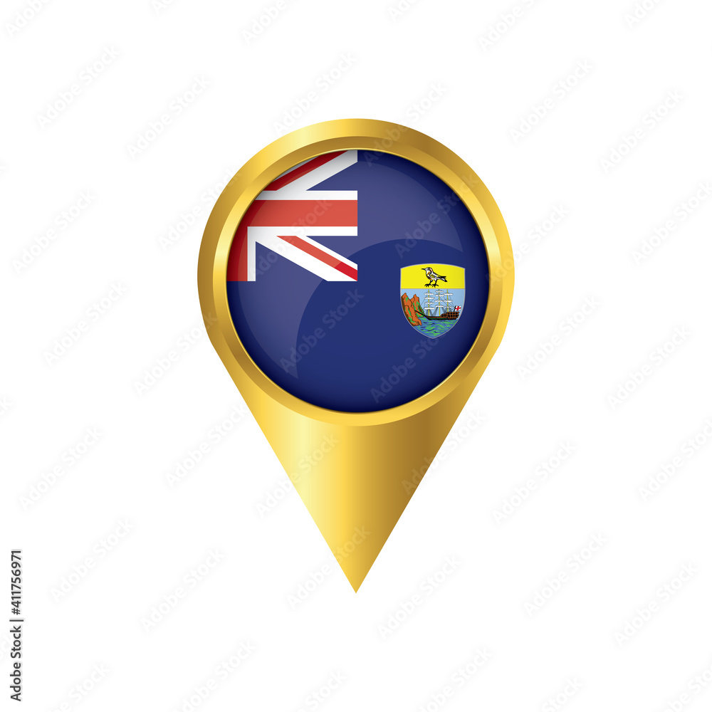 Flag of Saint Helena.symbol check in Saint Helena, golden map pointer ...