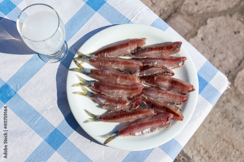 Salted sardines, a popular fishery delicacy of Kalloni, Lesvos island ...