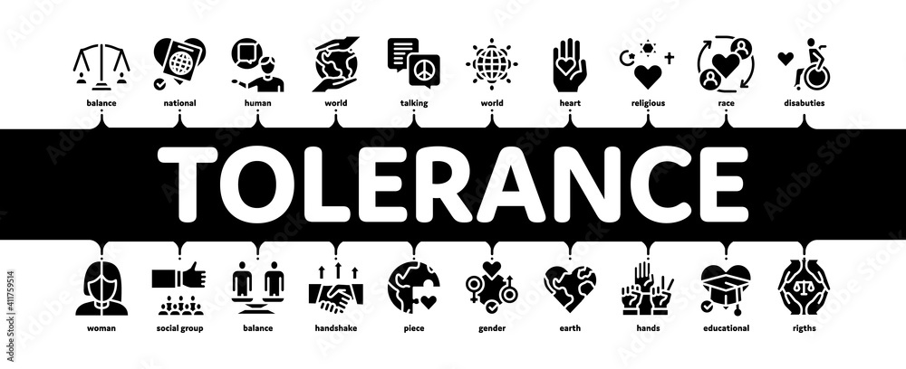 Tolerance And Equality Minimal Infographic Web Banner Vector. Tolerance ...