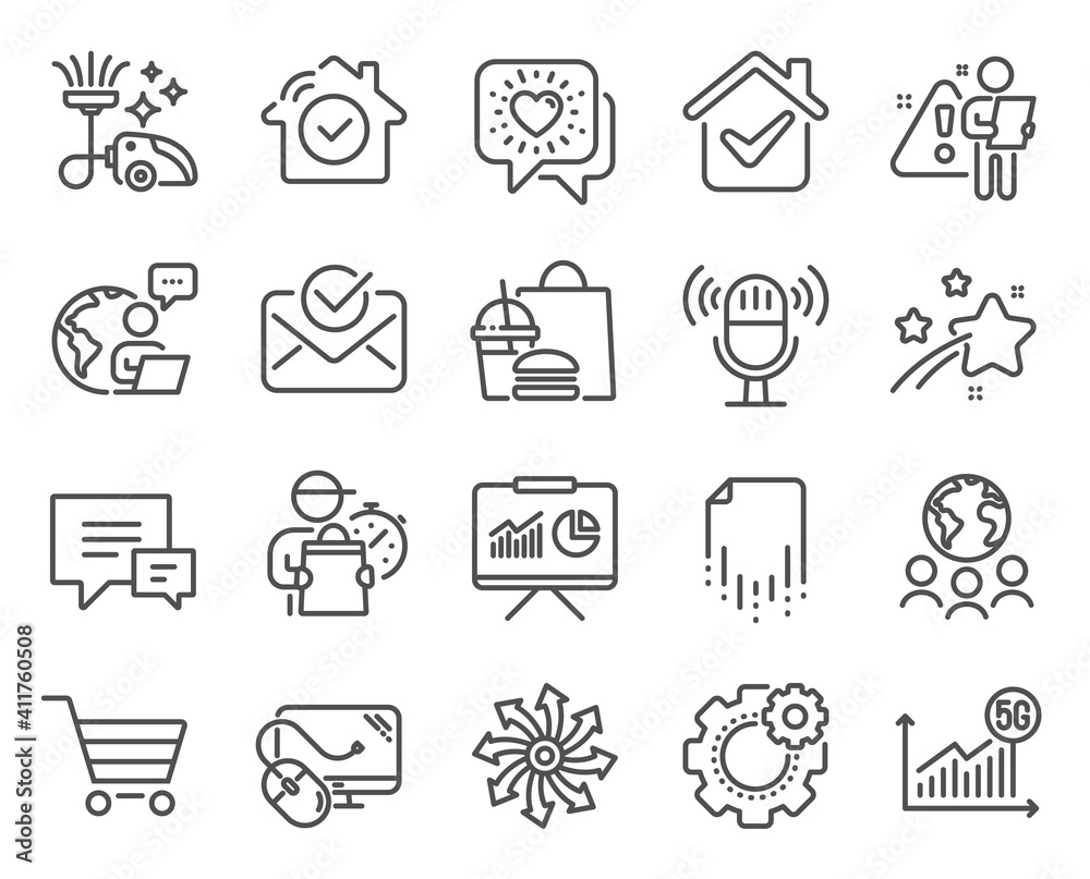 Technology icons set. Included icon as Presentation, Recovery file ...