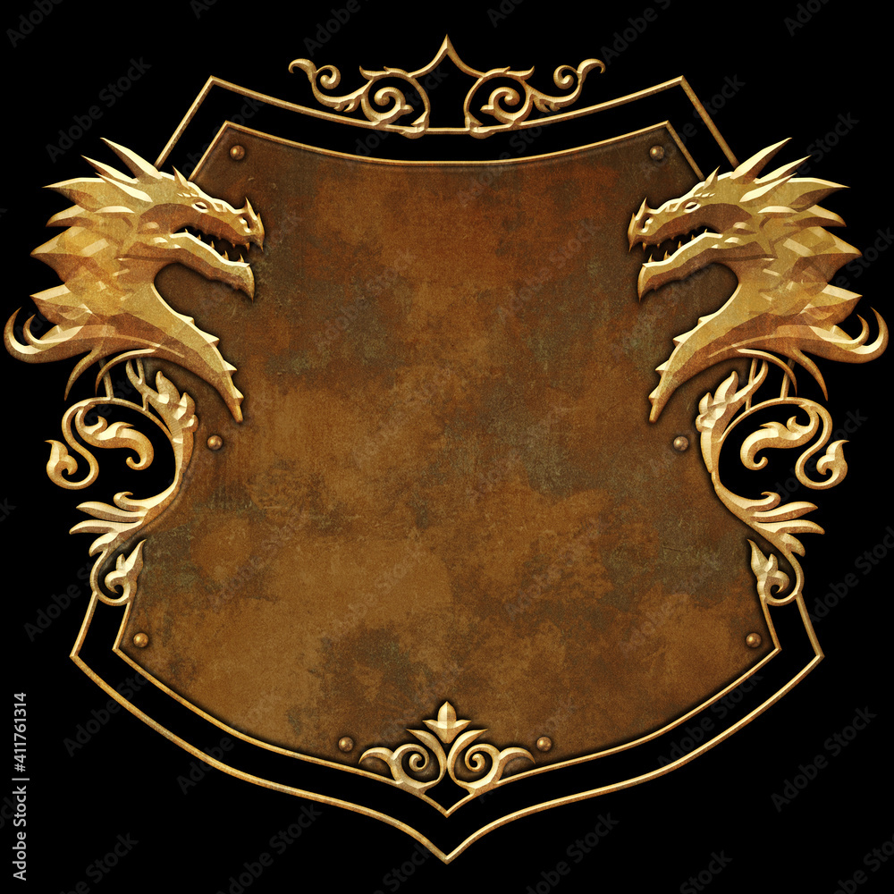 Fantasy heraldic frame with dragons Stock Illustration | Adobe Stock