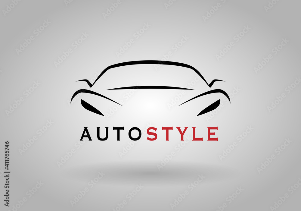 Auto style car logo design with concept sports vehicle icon silhouette ...