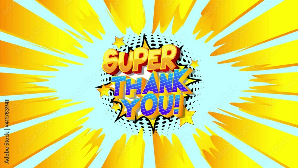Super Thank You comic book word. Retro Cartoon Popup Style Expressions ...