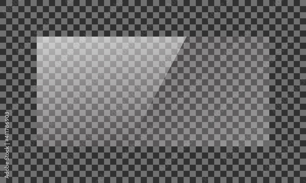 Vector glass rectangle on a transparent background. Transparent mirror ...